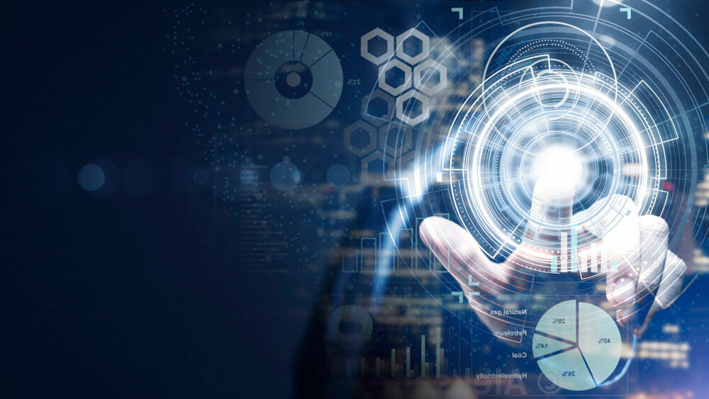 Smart hand activate data analysis world, data transformation, big data ...