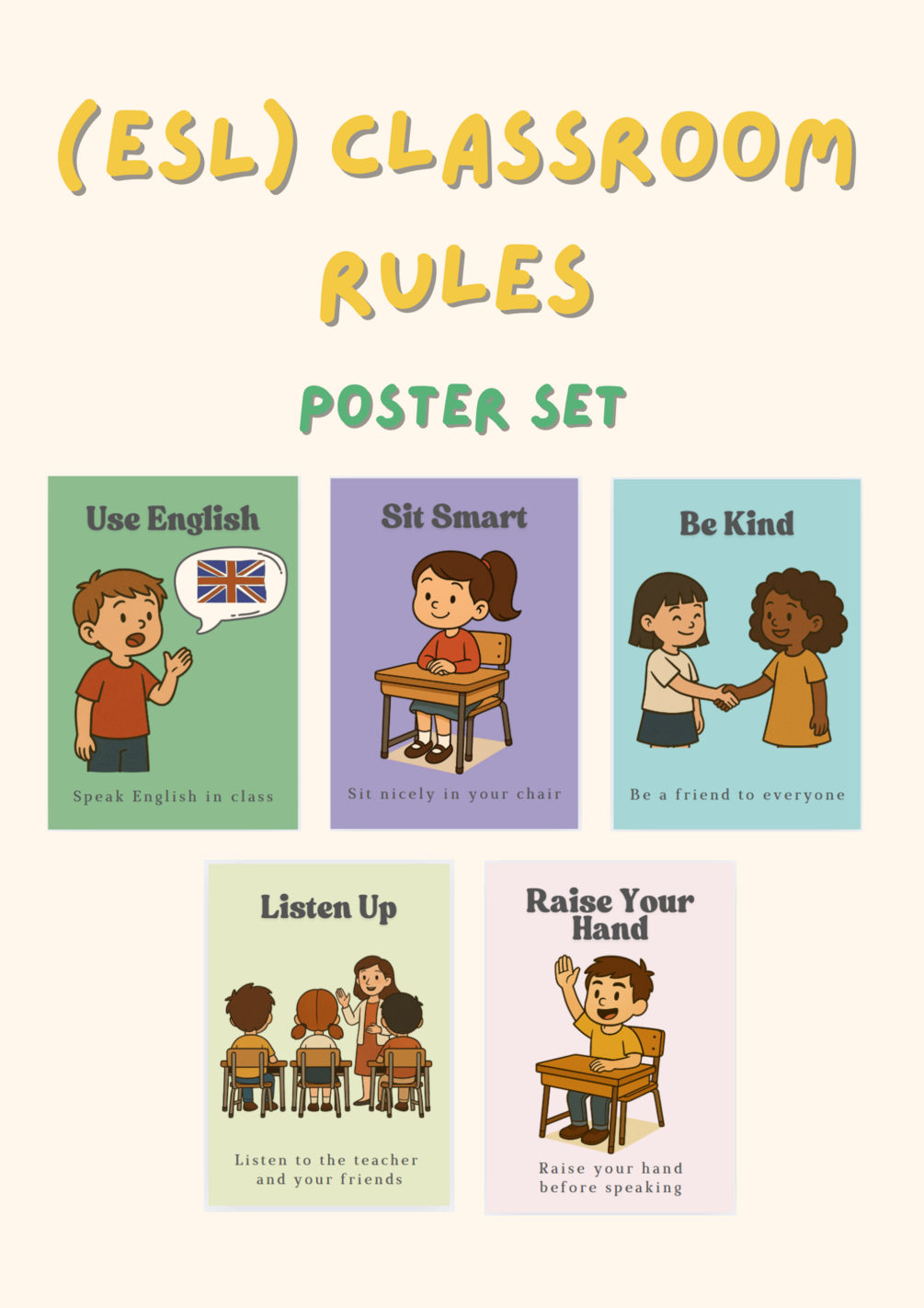 Minimalistic ESL Classroom Posters