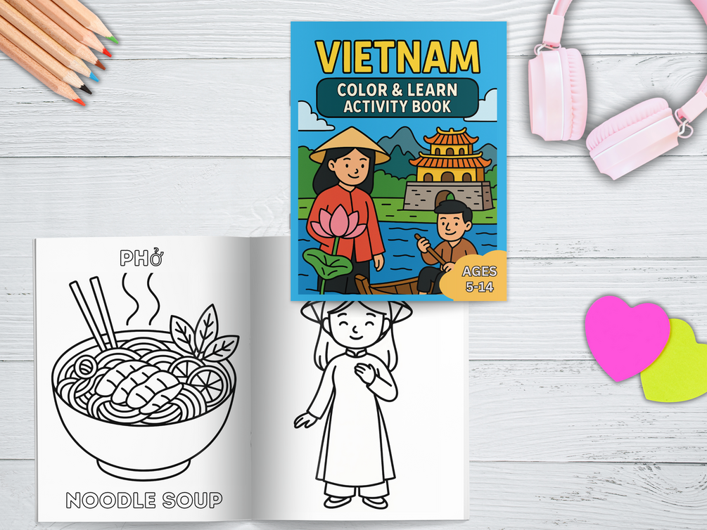 30-Pages Printable Kids Coloring Book - Vietnam: Color and Learn ...