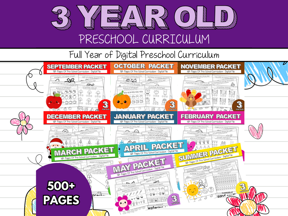 Full Year Pre-K Curriculum Age Three, Preschool Curriculum, Monthly ...