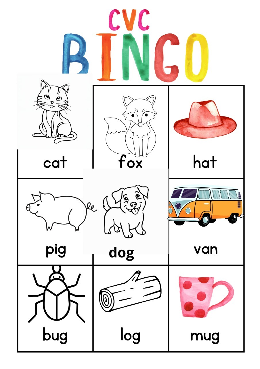 CVC BINGO: Learning Through Play" for kids