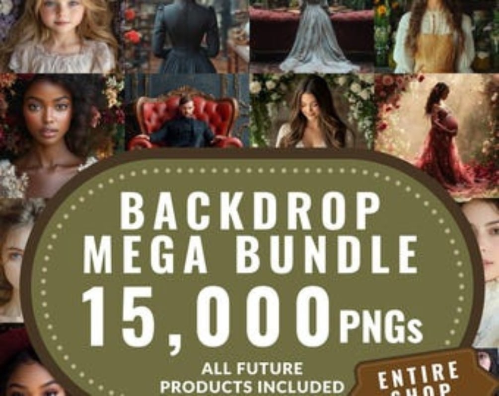 Full Shop Pass - 15000 Digital Backdrops, Background Overlays Mega Bundle, Entire Store Bundle ...