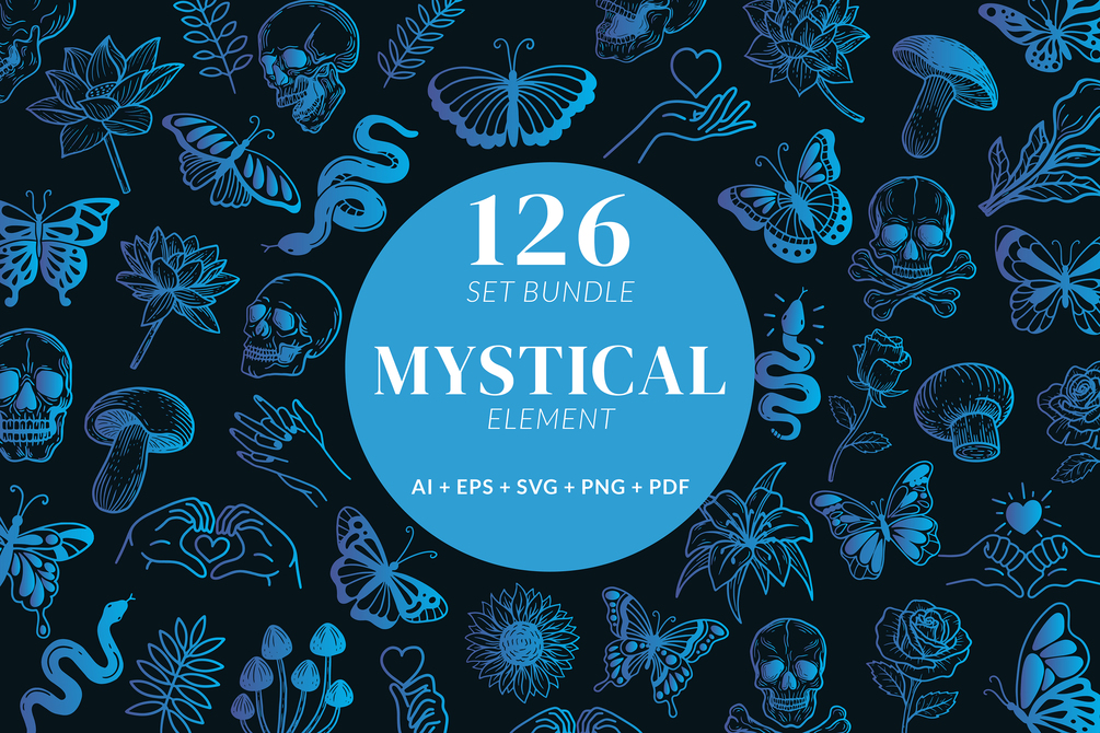 126 Set Bundle Mystical Magic Celestial Floral Esoteric Hand Gesture ...