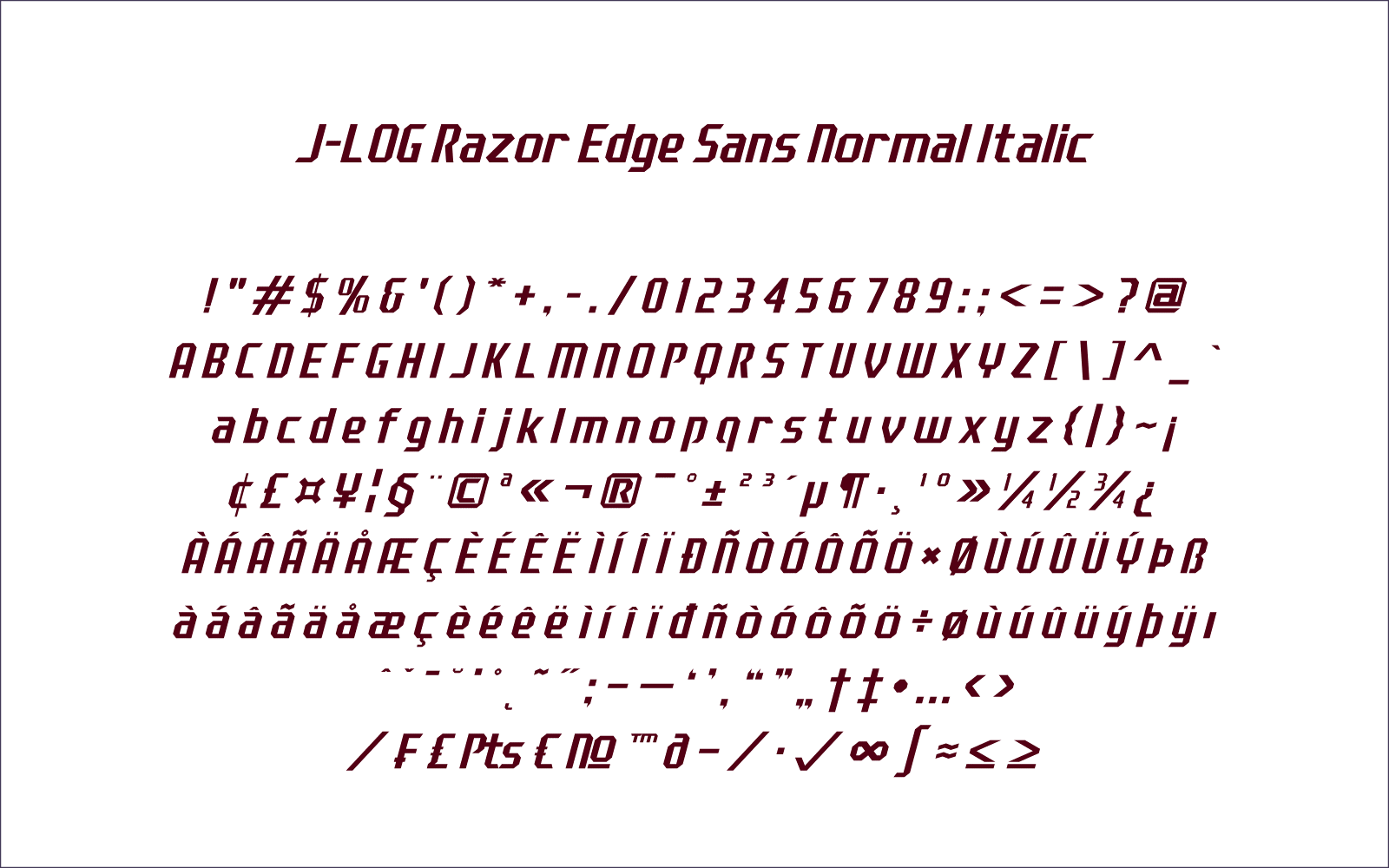J-LOG Razor Edge Sans Normal Italic