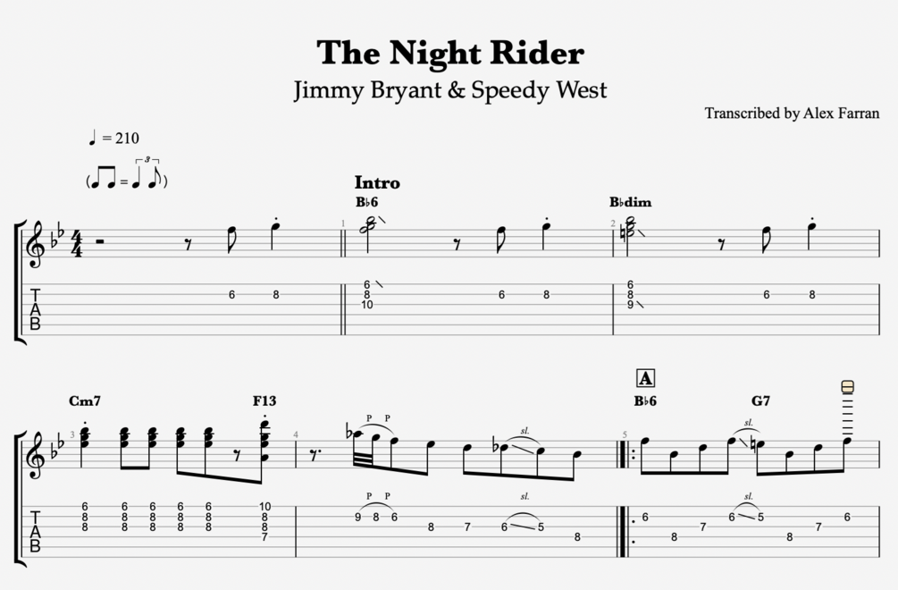 The Night Rider - Jimmy Bryant & Speedy West (transcription)
