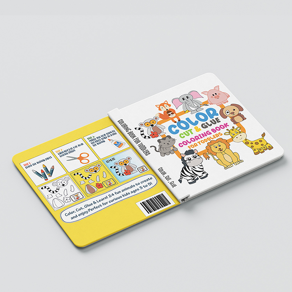 Color, Cut & Paste Zoo Animals – Kids Printable Activity Book (50 Pages ...
