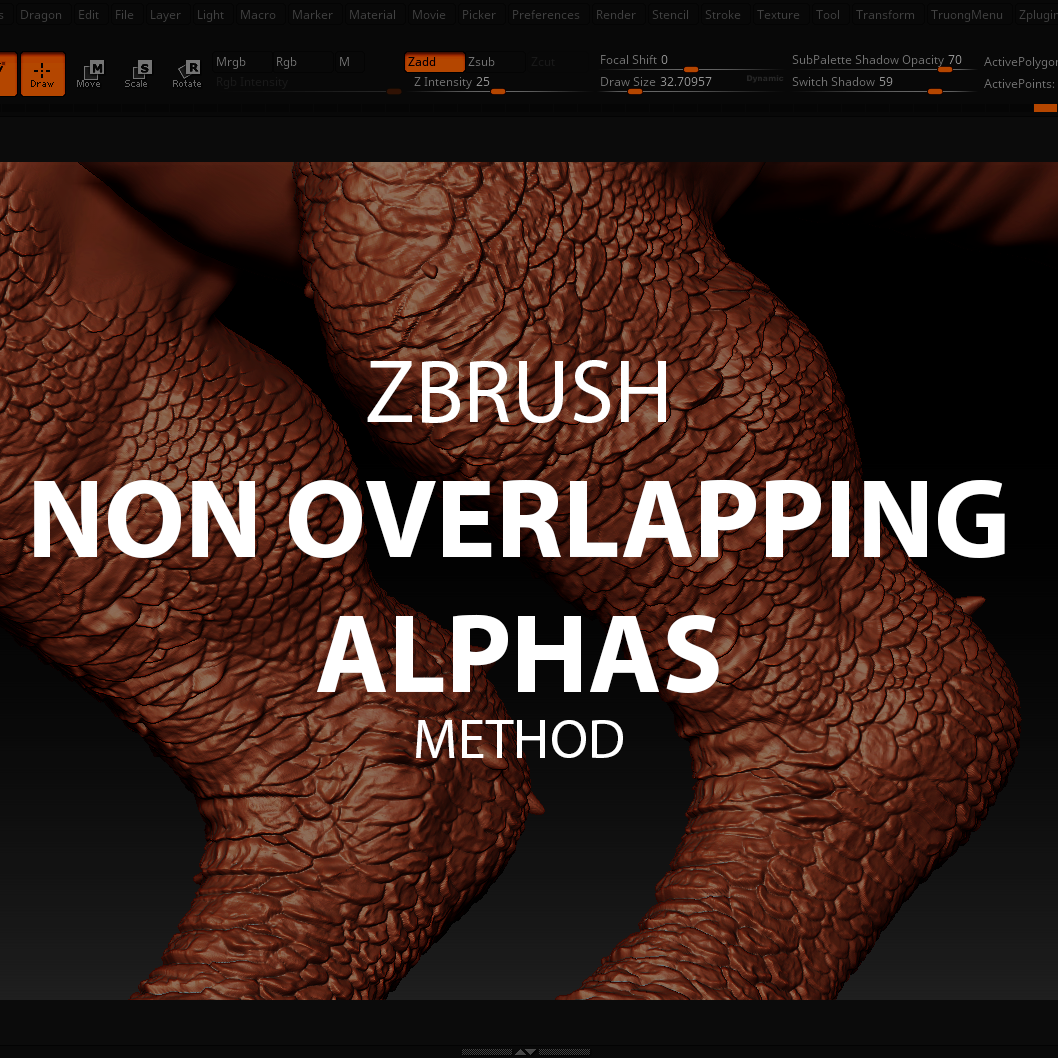 Zbrush - non overlapping alphas method - Truong CG Artist