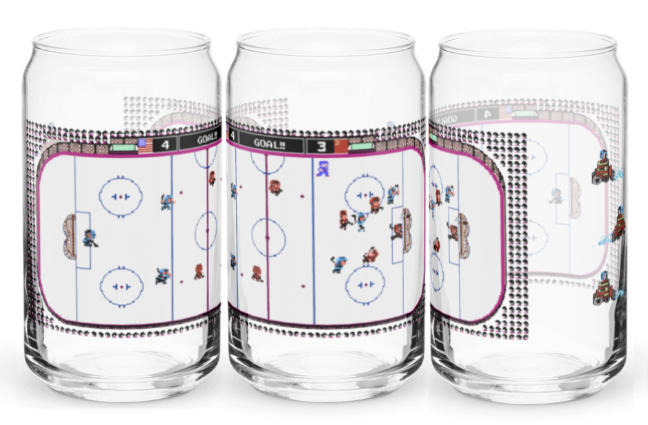 Retro 8-Bit Ice Hockey Glass