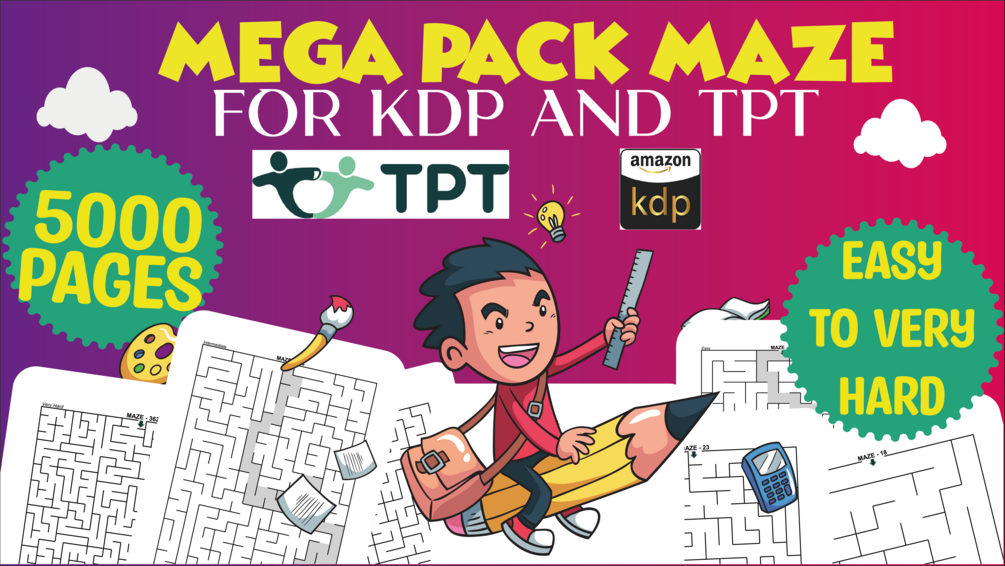 Mega pack Maze Editable Templates for kdp and tpt (5000 page)