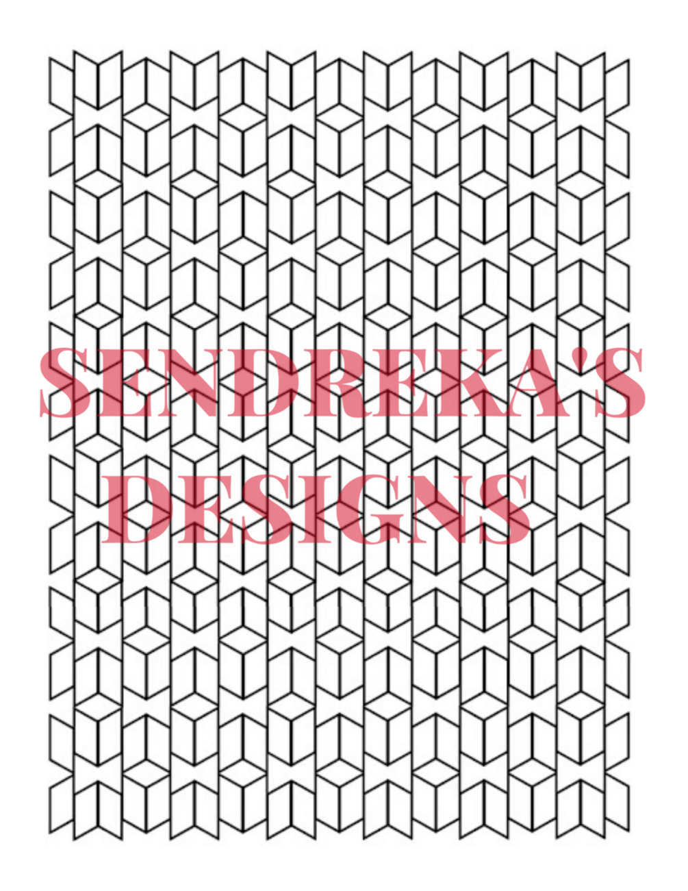 PDF Adult 3D Coloring Page of Long Block Pattern