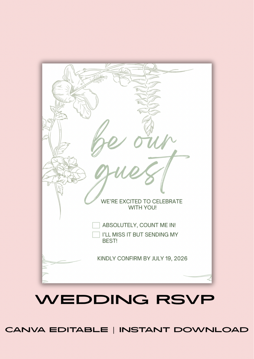 Minimalist RSVP Template Set | Canva Editable | Elegant Design