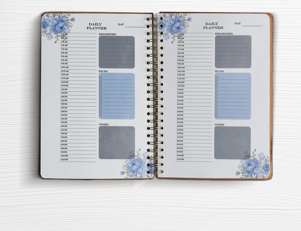 Blue Daily Planner, Blue Day Planner, Blue Work Planner, Blue Hourly ...