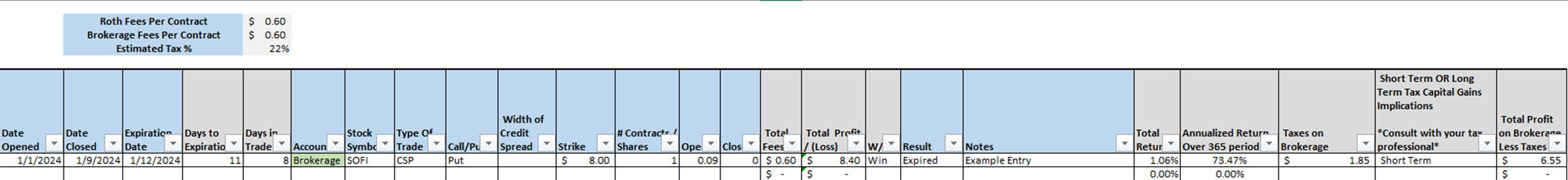 Trading Journal - Track Your Stock/Options Trading