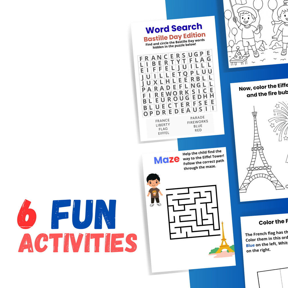 Bastille Day Kids Printable – Bilingual Activity Book (EN/FR) – 14 July ...