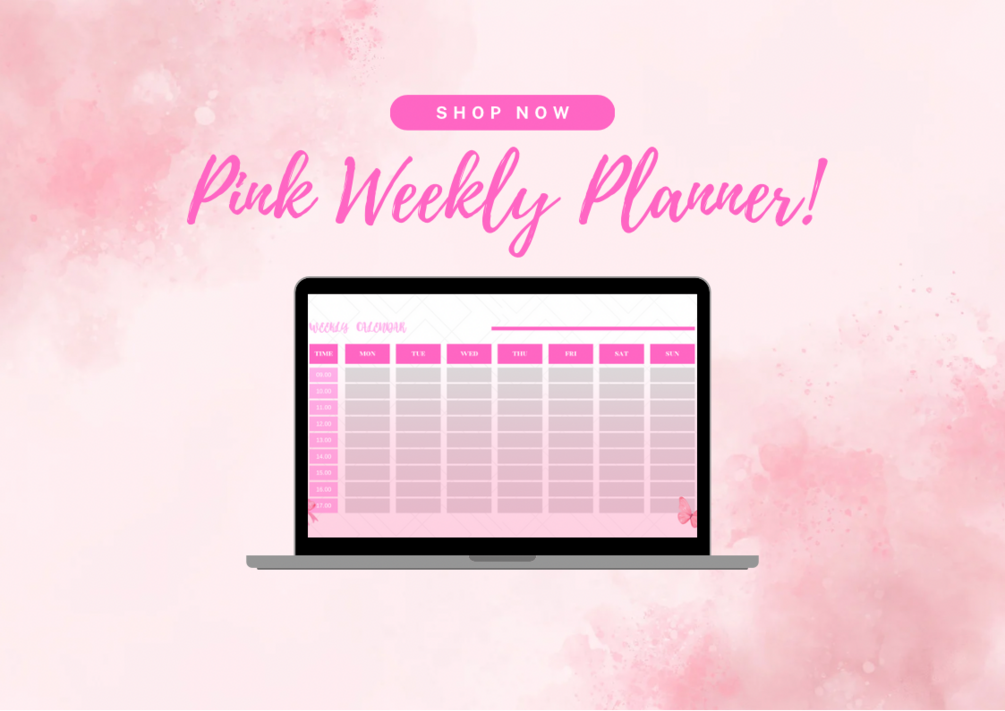 Pink Weekly Planner | Printable Digital Calendar PDF