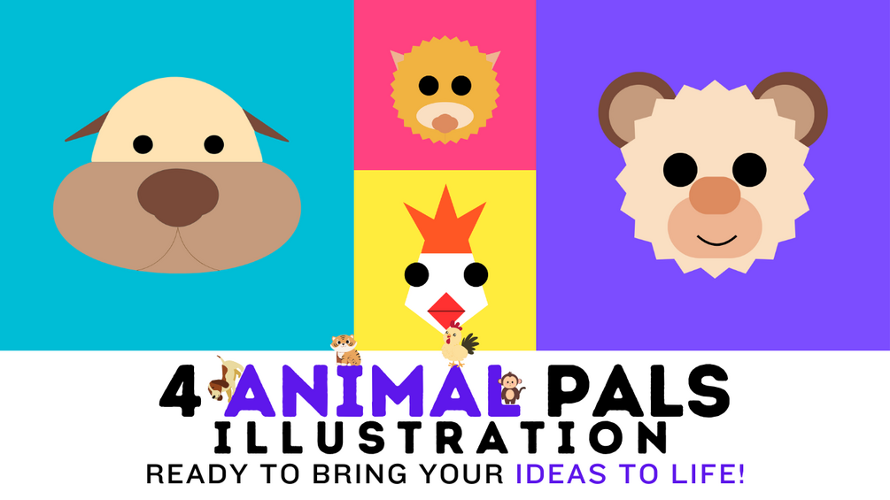 4 Animal Pals, illustrated and ready to bring your ideas to life!
