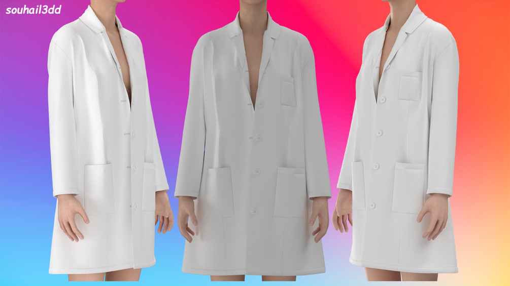 Female Doctor Apron, marvelous designer,clo3d