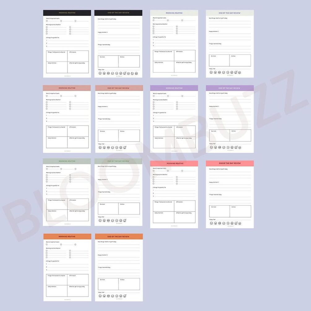 Daily Planner & Reflection (7 Days 7 Colors) 🌈