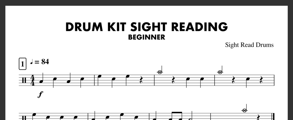 Drum Kit Sight Reading - Beginner
