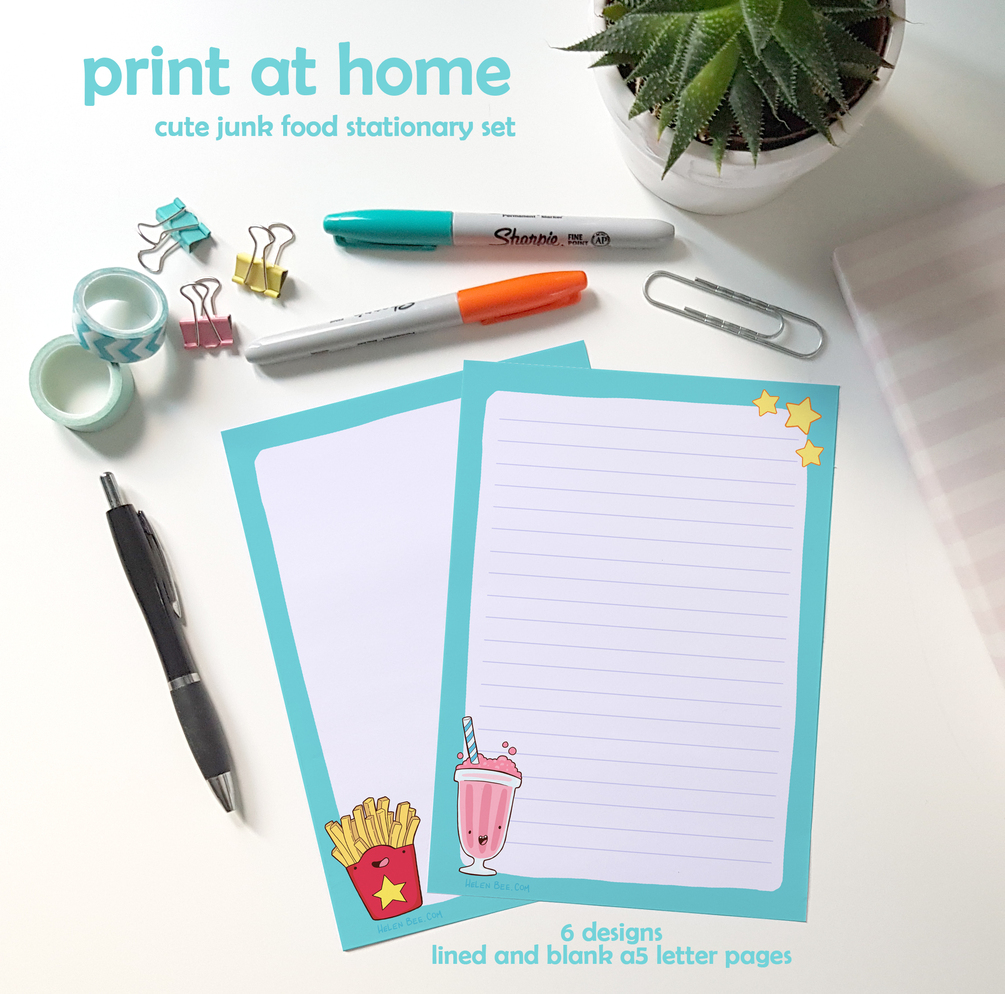 Cute Junk Food Letter Stationary // PRINT AT HOME