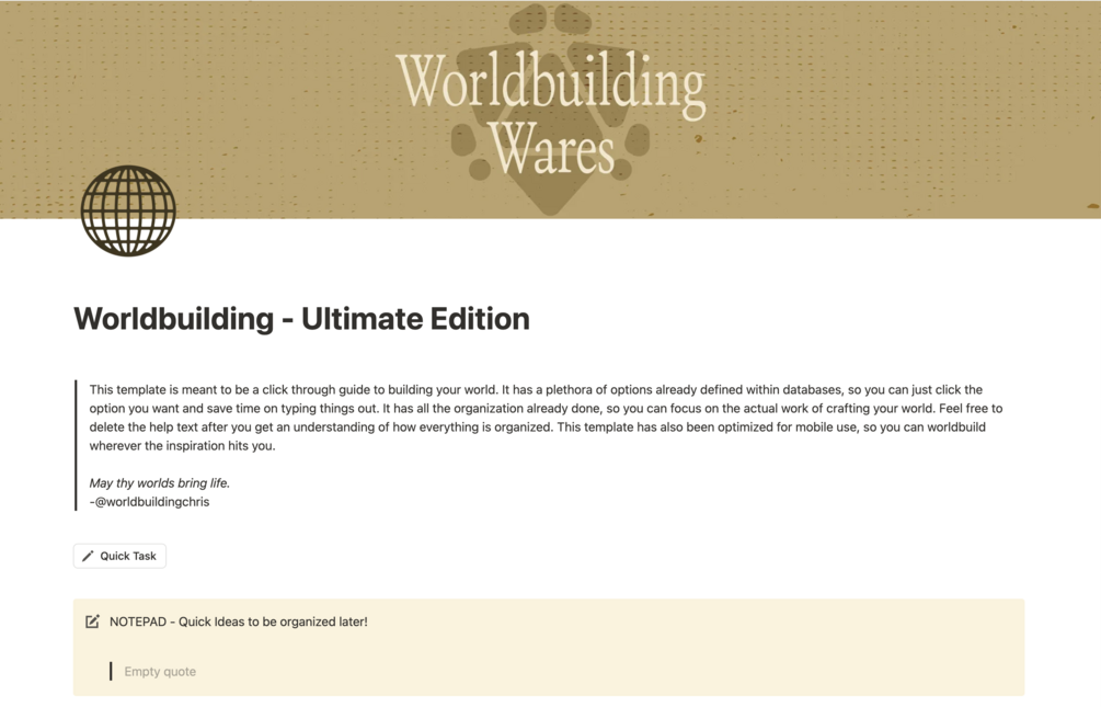 Worldbuilding - Ultimate Edition | A Notion template for serious worldbuilders