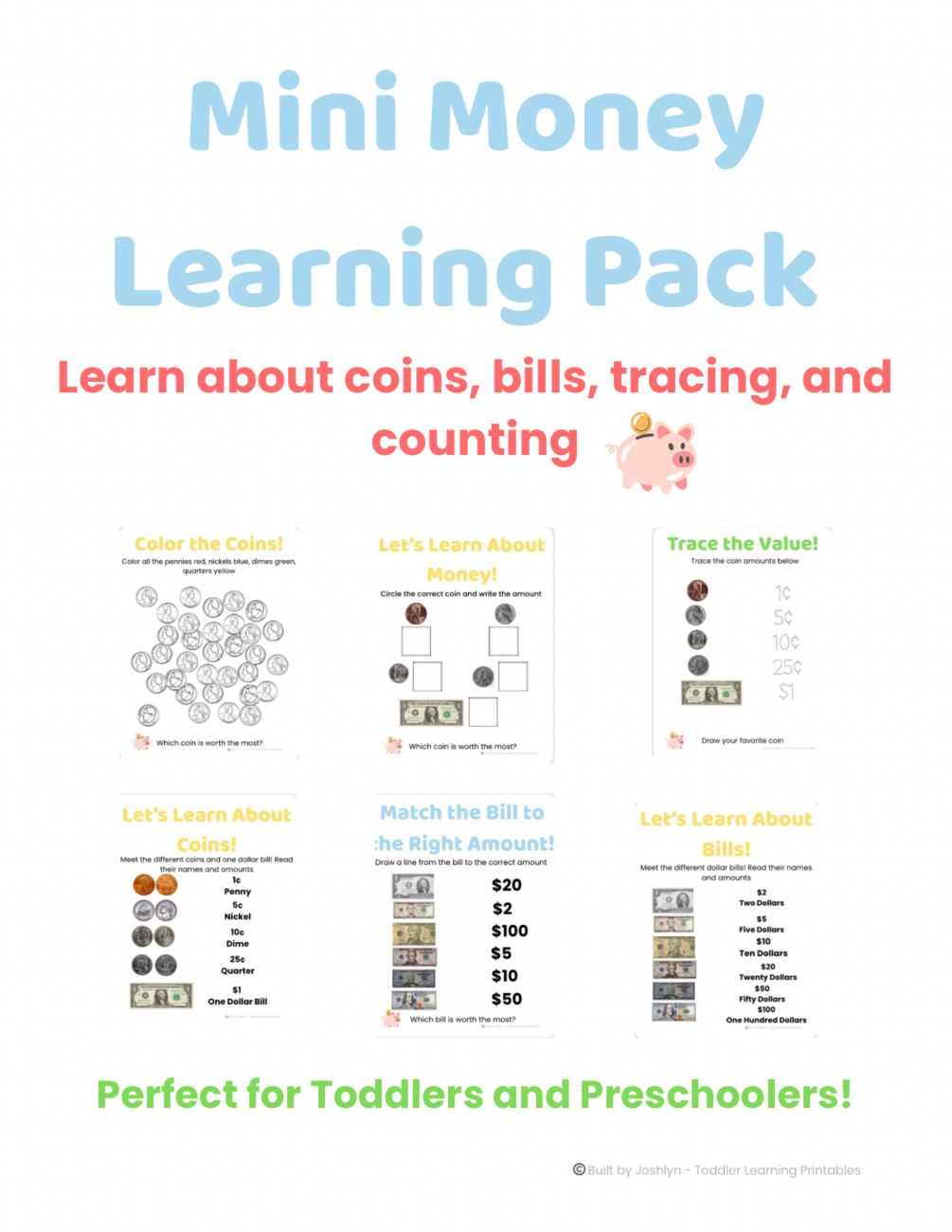 Mini Money Learning Pack: Toddler Learning Printables
