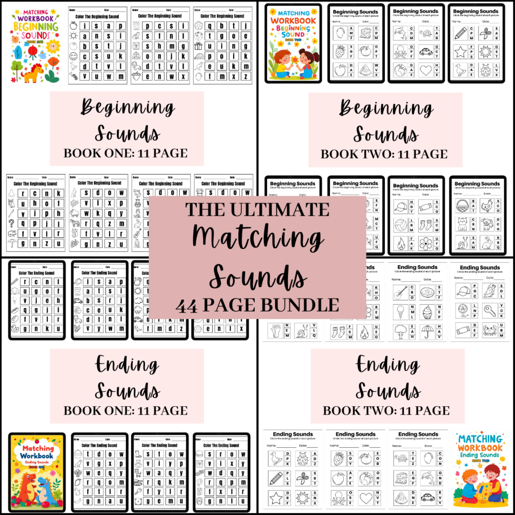 Matching Sounds Activity Worksheets | Beginning & Ending Sounds ...