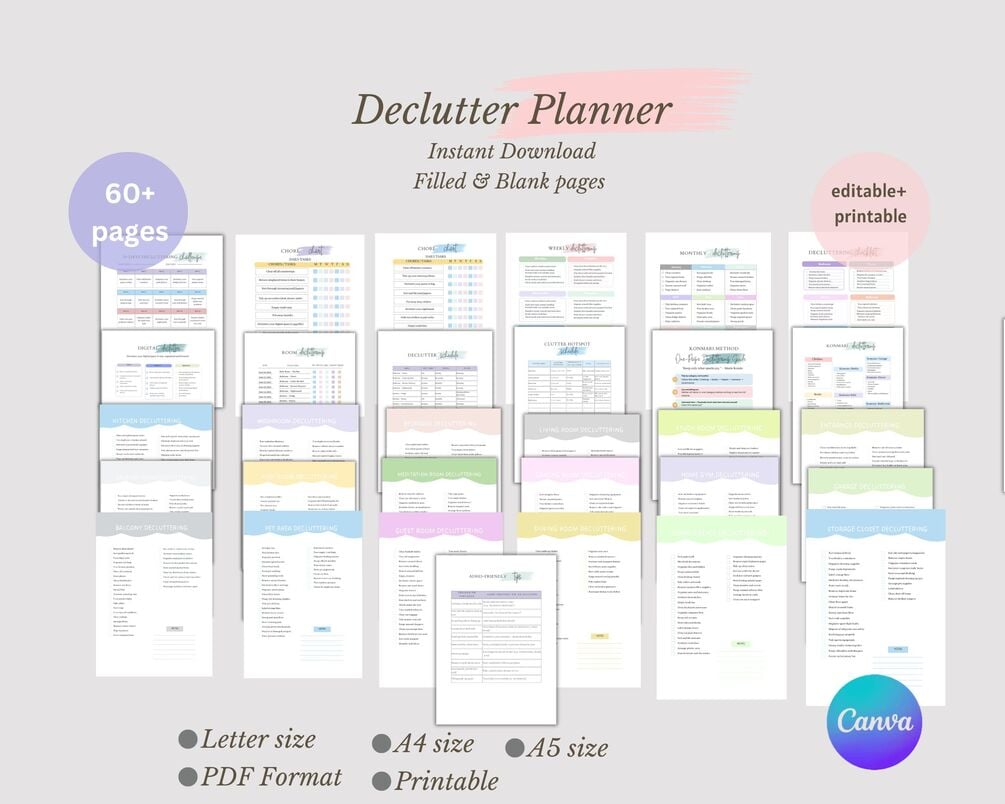 Printable Declutter Planner – Home Organization & Cleaning Checklist PDF