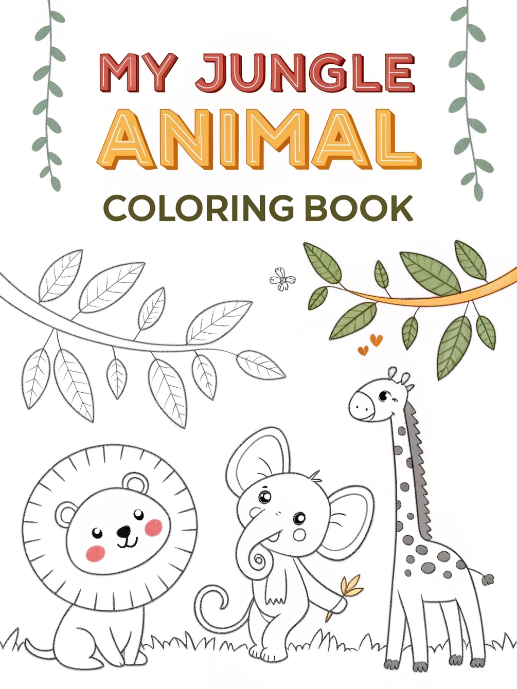 My Jungle Animal Coloring Book – Fun Black & White Line Art for Kids