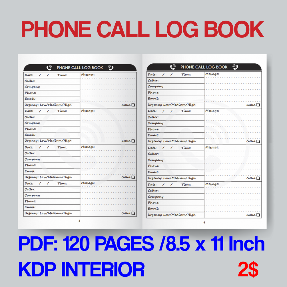 Phone Call Log Book