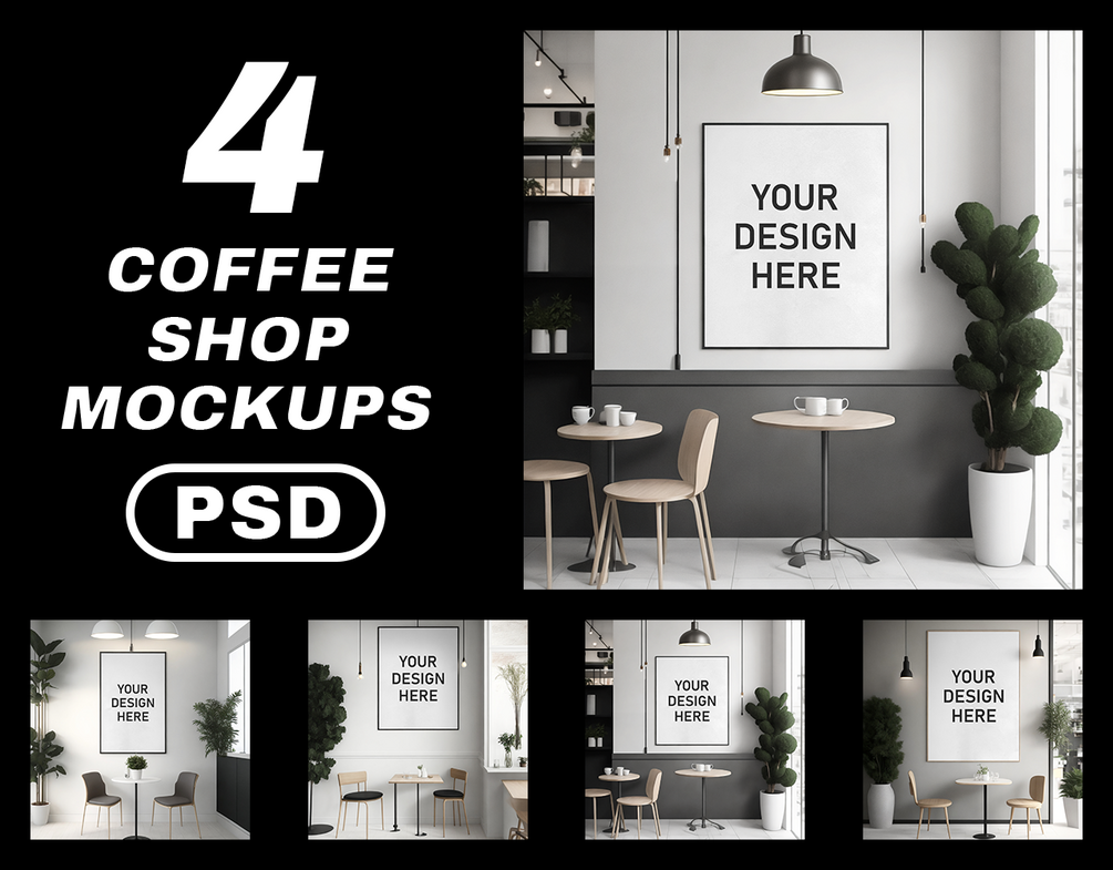4 Coffee Shop Poster Mockups (FREE)