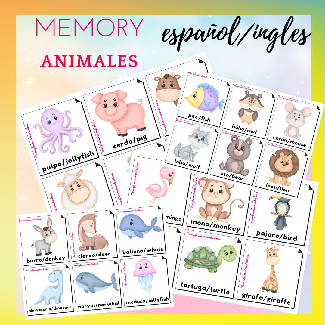 MEMORY ANIMALES ESPAÑOL/INGLES