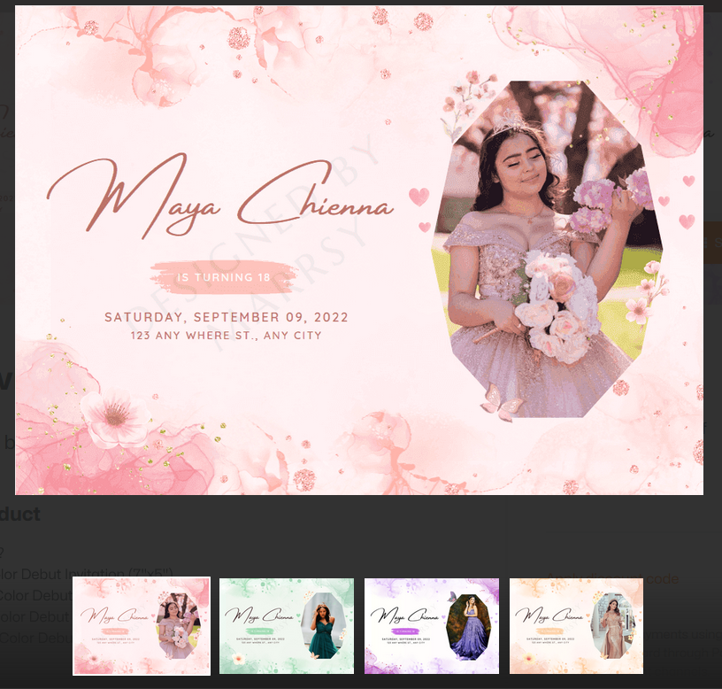 4 elegant colors for your debut (INVITATION)