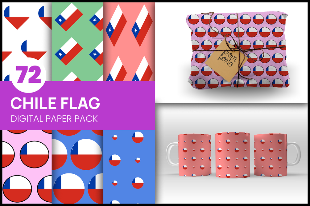 Chile Flag Seamless Patterns