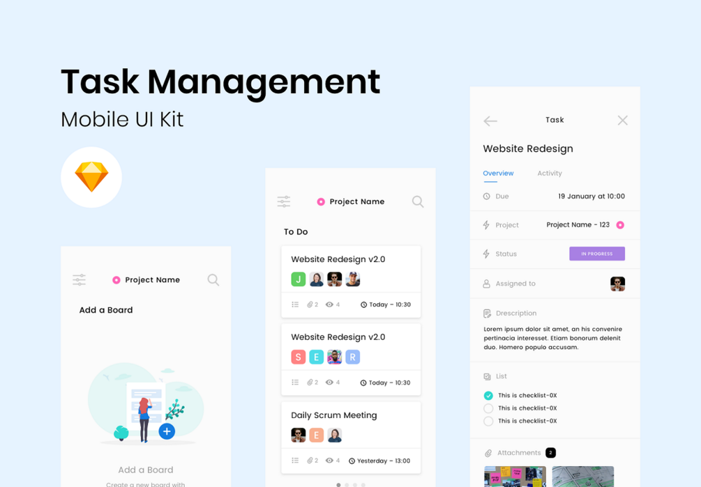Task Management App - Sketch UI Kit