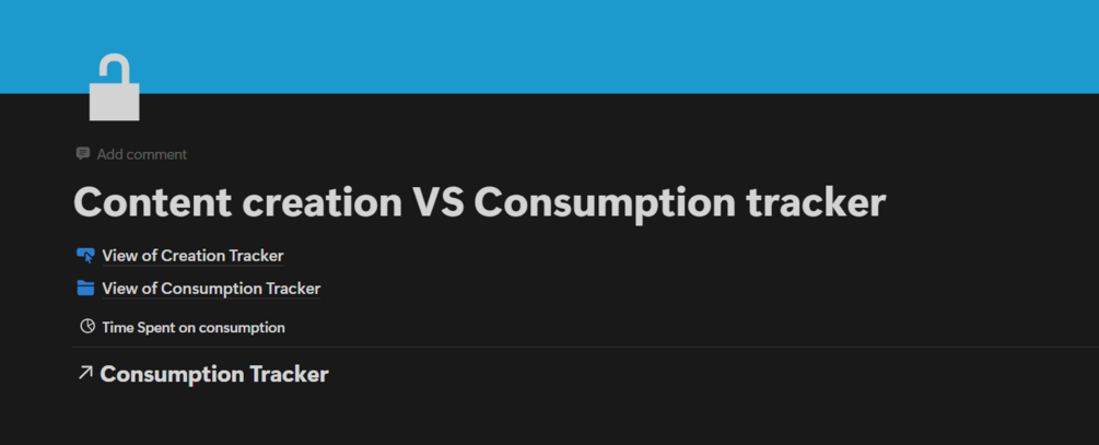 Content creation vs Consumption Notion template