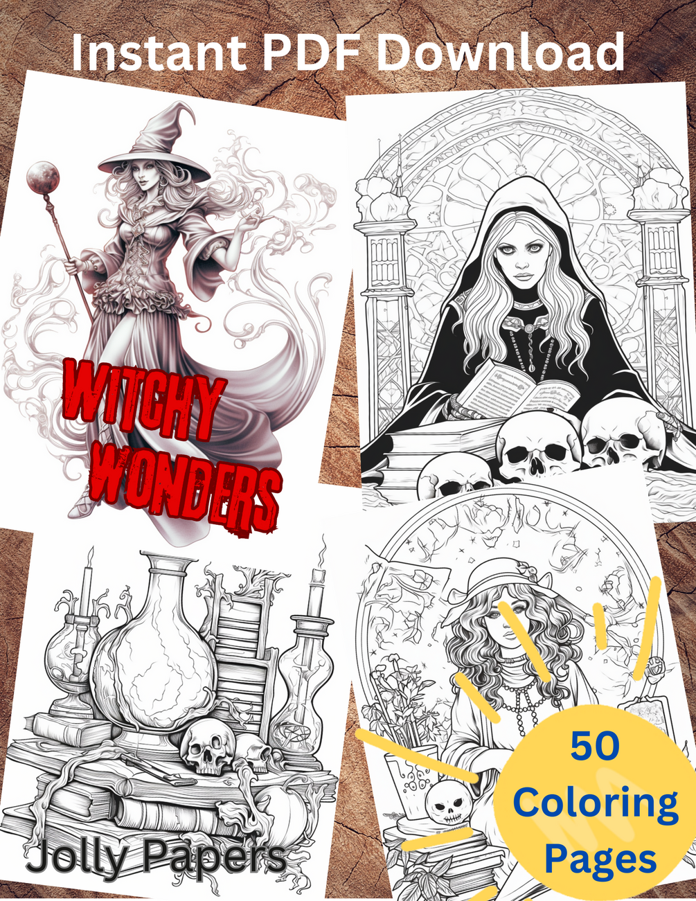 50 Witchcraft Witchy Wonders Coloring Pages For Adult and Older Kids ...