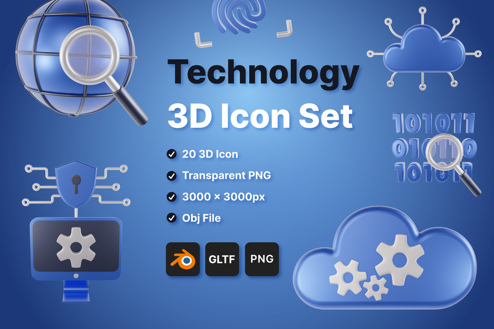 Technology 3D Icon Set – High-Quality Icons for Modern UI & Tech Projects