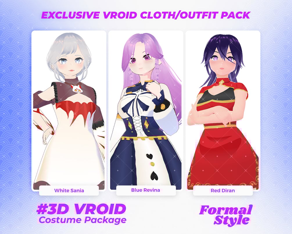 VRoid Clothing Pack, Virtual Wardrobe, 3D Clothes, Apparel - Vroid ...