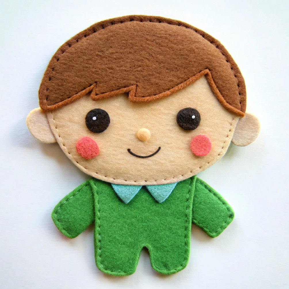 Felt Doll Pattern, Cute Boy, DIY Plans, Cricut Projects Template