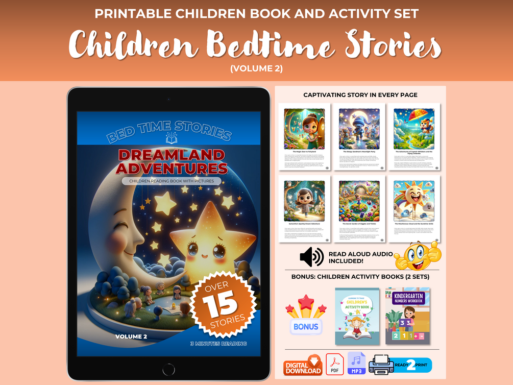 Printable Children Bedtime Reading Story Book | With Bonus 2 Activity ...