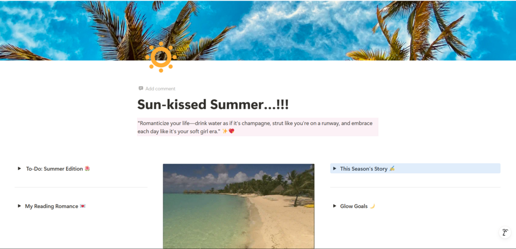 Sun-kissed Summer Notion Template