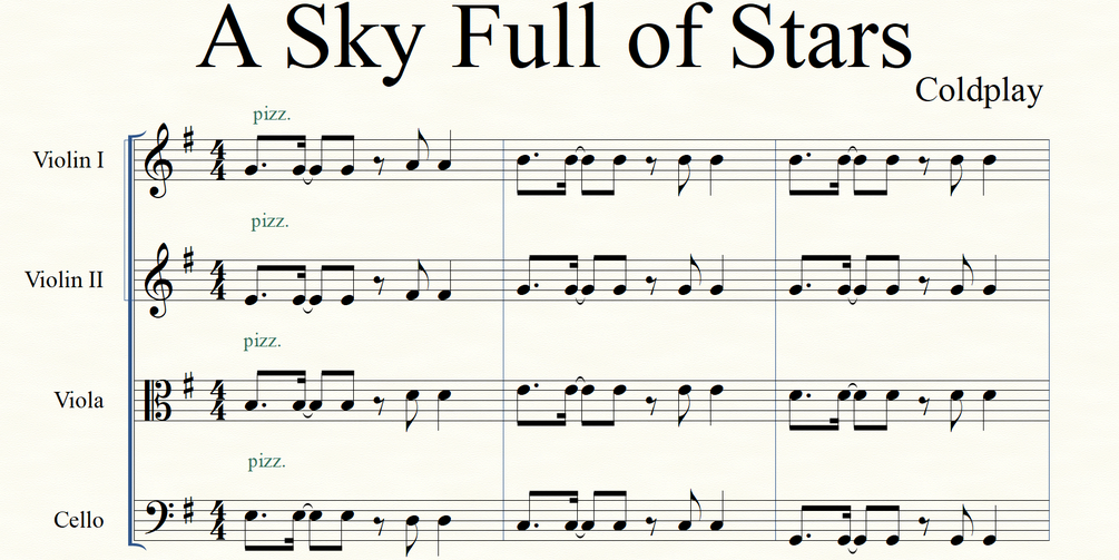 A Sky full of stars - Coldplay - String quartet arrangement