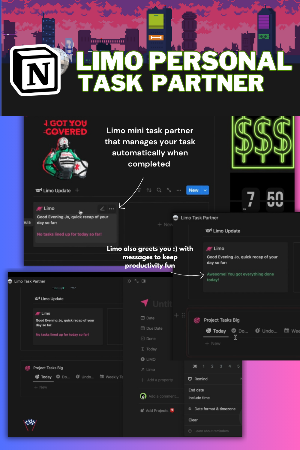 Personal Task Assistant Notion Template that manages your To-do and Big Projects
