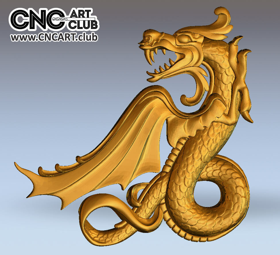 3D-60002 - Chinese dragon design - 3D STL file for CNC woodworking