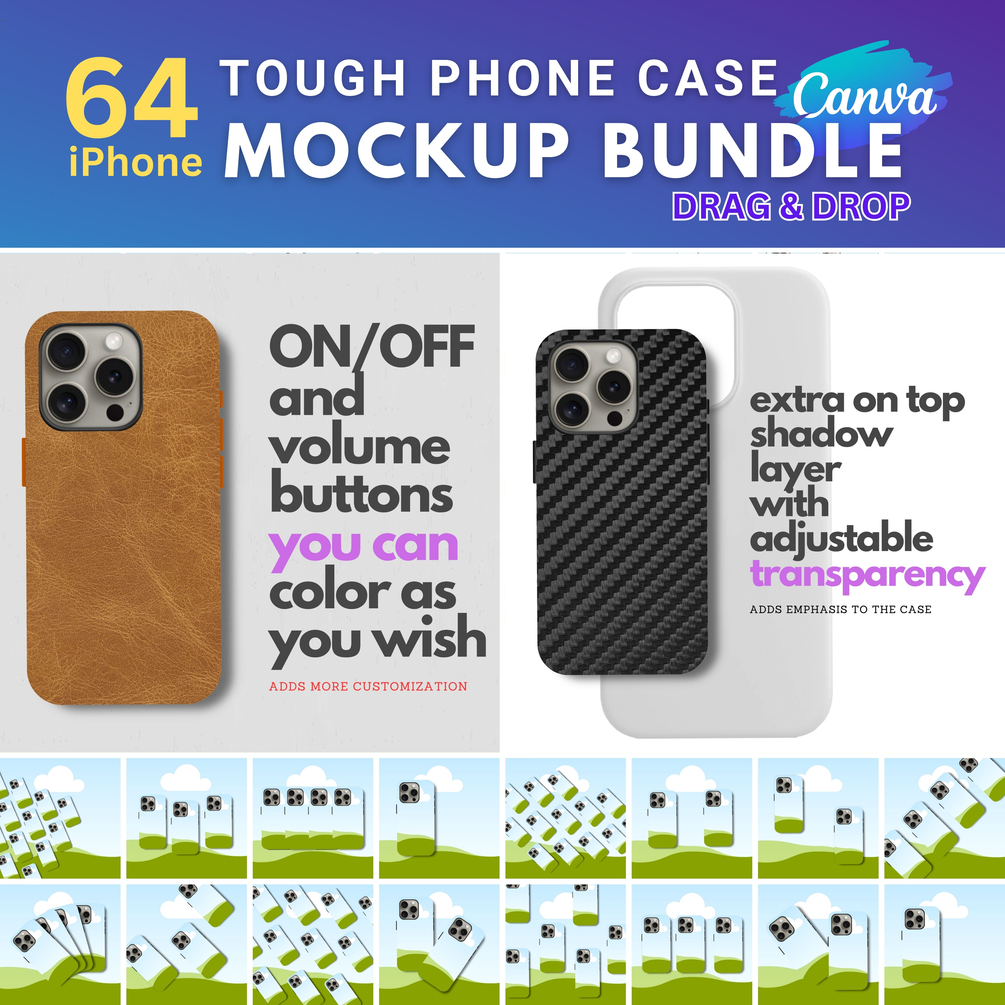 64 Phone Case Mockup Tough Case Mockup iPhone Case Mockup Canva Cell ...