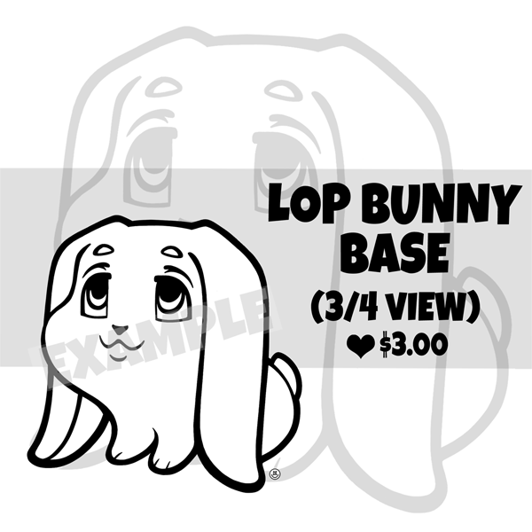 PTU: Cartoon Chibi Lop Bunny Base (3/4 View)