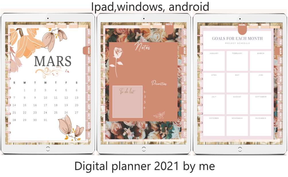 Digital Planner 2021 Floral themed