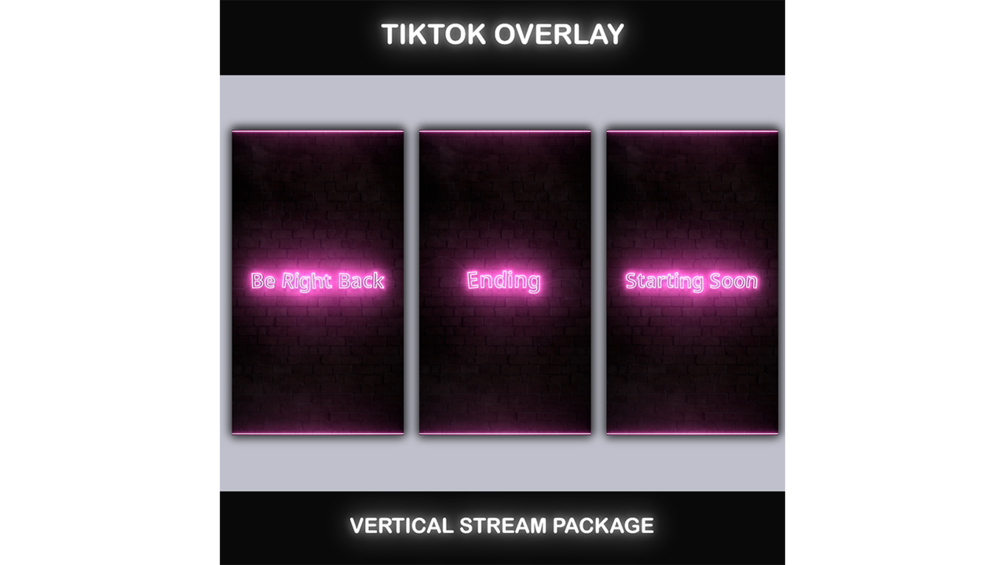 TikTok Live Overlay Pack, Neon Pink Animated Vertical Stream Layout | 9 ...