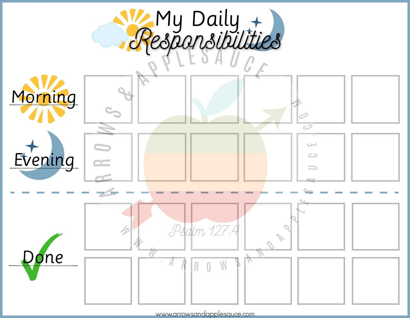 Kids Daily Responsibilities Chart, Printable Daily Routine, Chore Chart ...